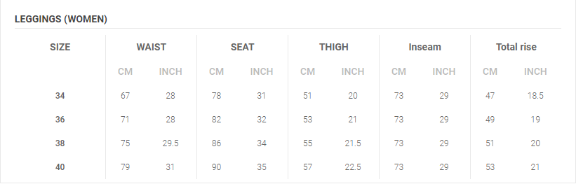 Mérettáblázat márkánként - Decathlon
