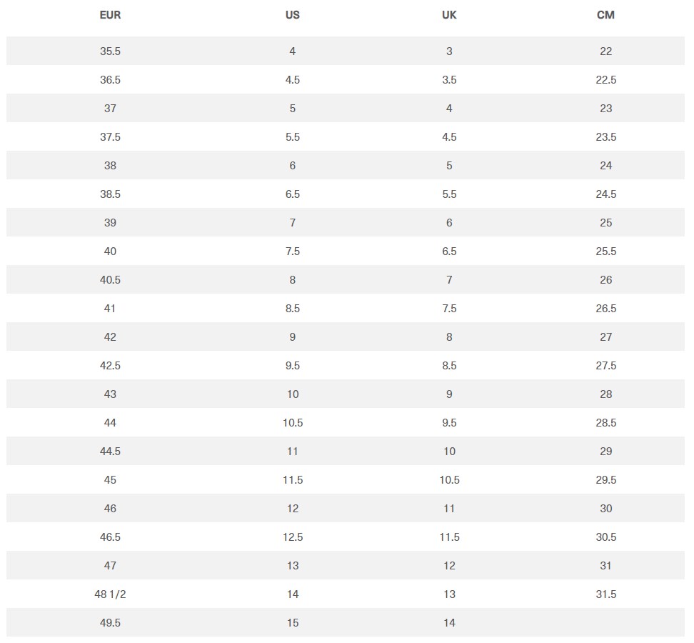Mérettáblázat márkánként - Decathlon