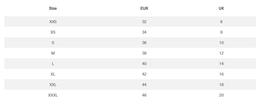 Mérettáblázat márkánként - Decathlon
